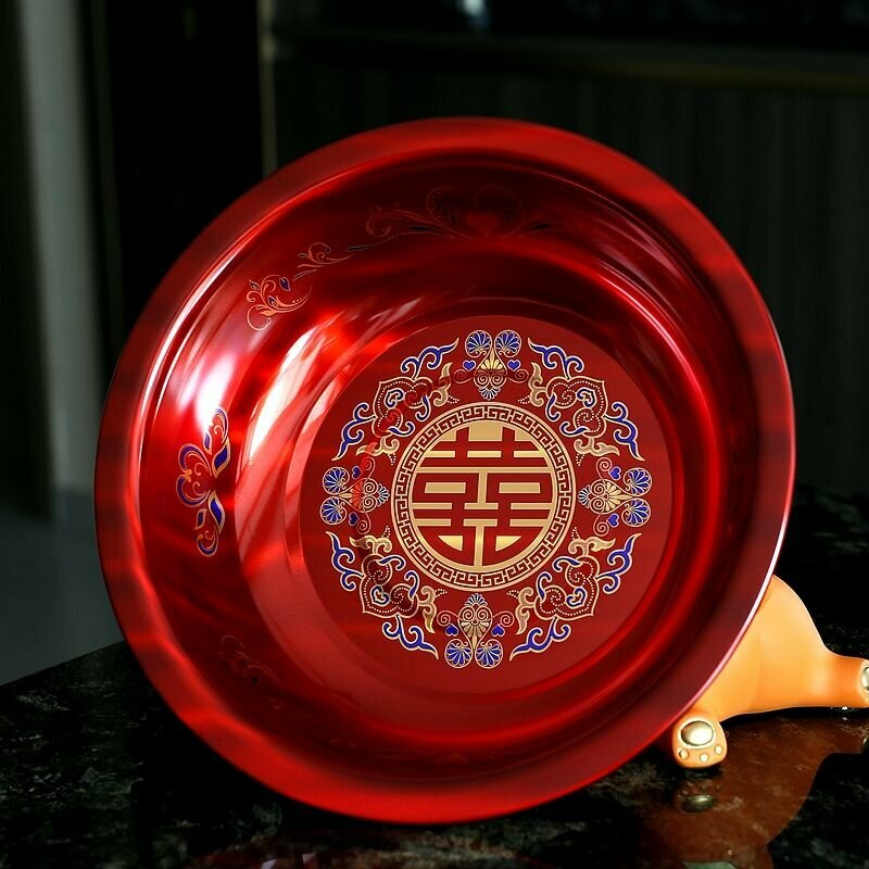 Золотой свадебный таз, свадебный таз невесты, утолщённый таз для туалетных принадлежностей, таз для приданого, красный таз.