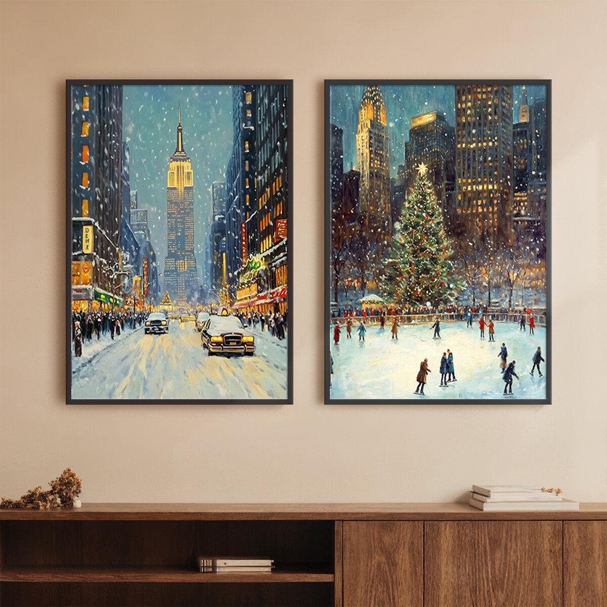 Постеры 2 шт 30х40 на стену "Набор зимний Нью-Йорк" набор картин для интерьера