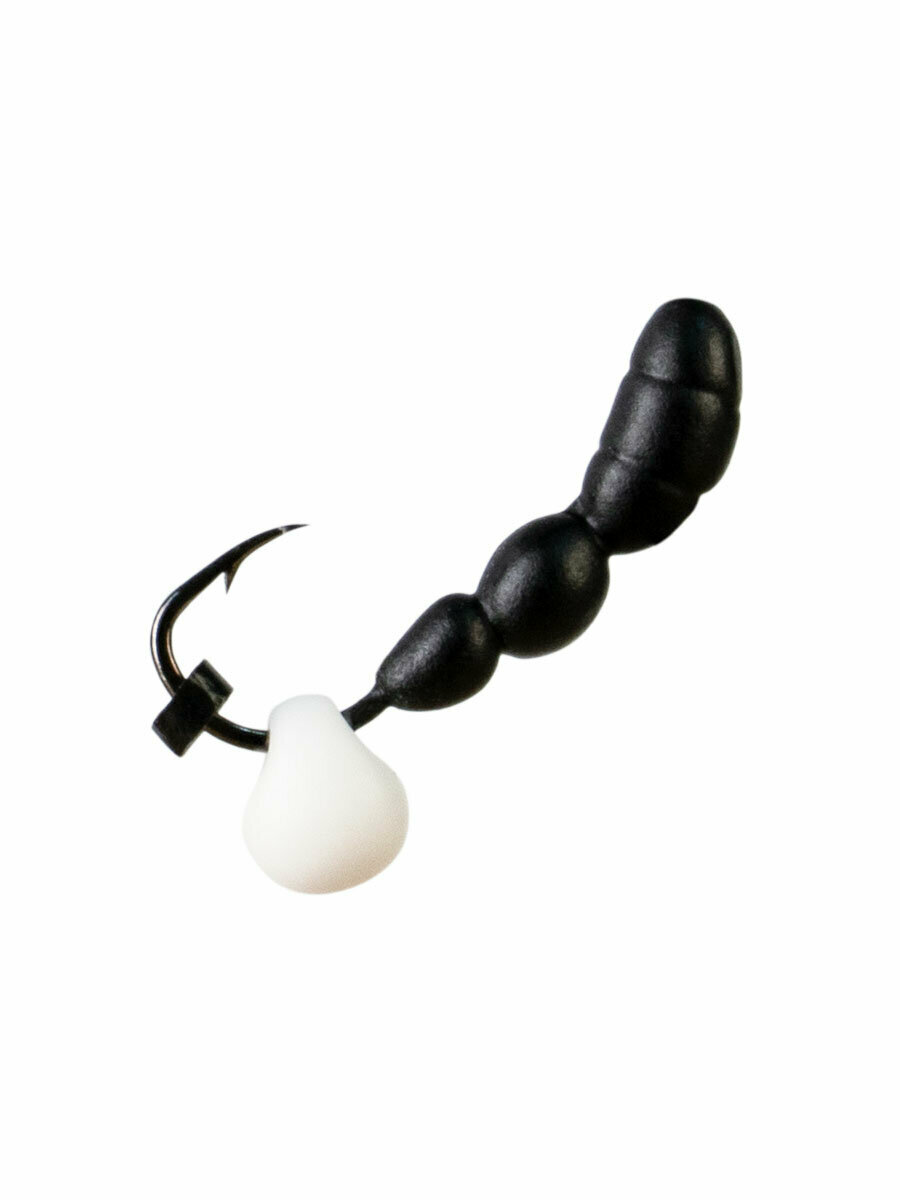 Мормышка для летней и зимней рыбалки Лесной Муравей "Левша-НН", 0,38 г, Drops белый, крючок Kumho №16, чёрный / 3 шт.