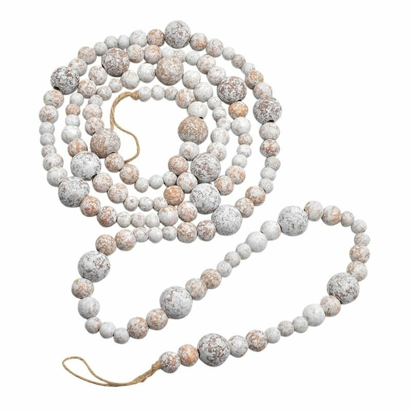 Рождественские украшения из деревянных бусин с кисточкой пеньковой веревки