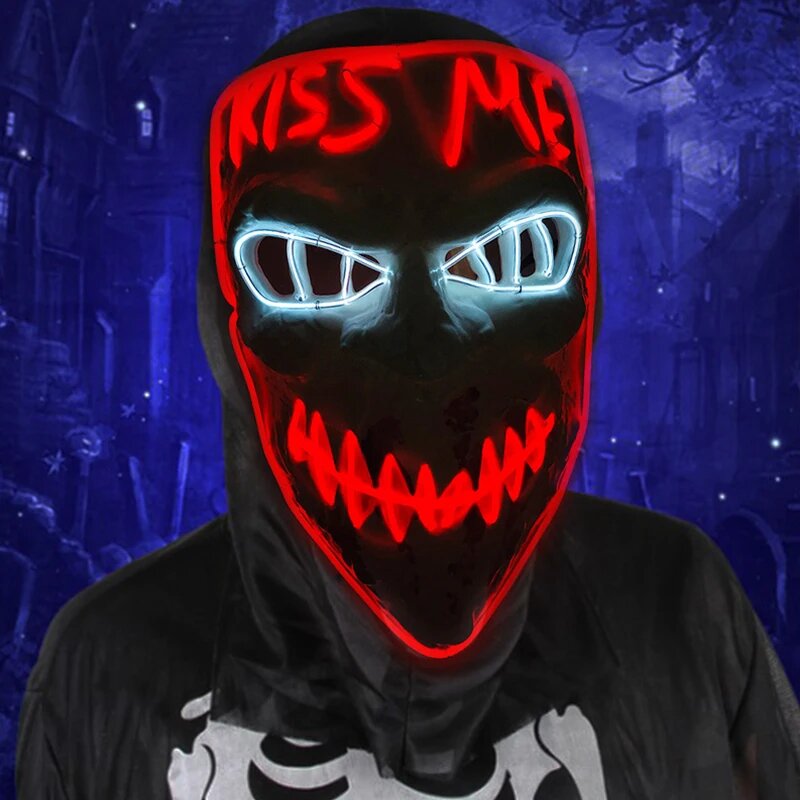 Светящаяся маска лисы GZYUCHAO EL Черный, Design-20