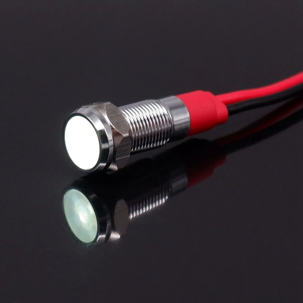 1 шт. 6 мм светодиодный металлисветильник Индикатор сигнальная лампа мини 6 в 5 в 12 В 24 В 220 В с проводом красный оранжевый синий зеленый белый