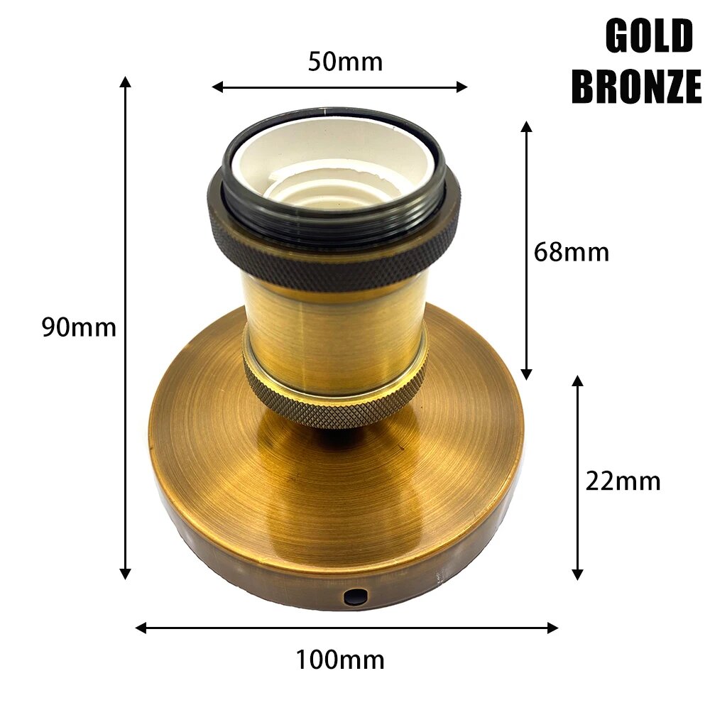 Цоколь для лампы E27 Gold bronze антикварный