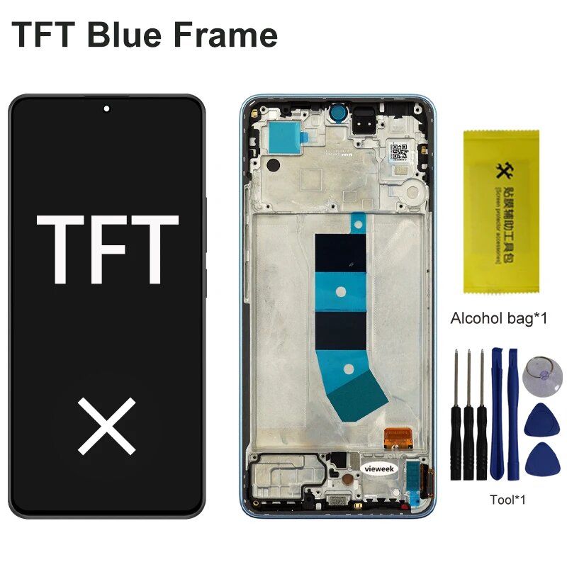 Экран Super Amoled для Redmi Note 13 4G, ЖК-дисплей, цифровой сенсорный экран с TFT Blue Frame