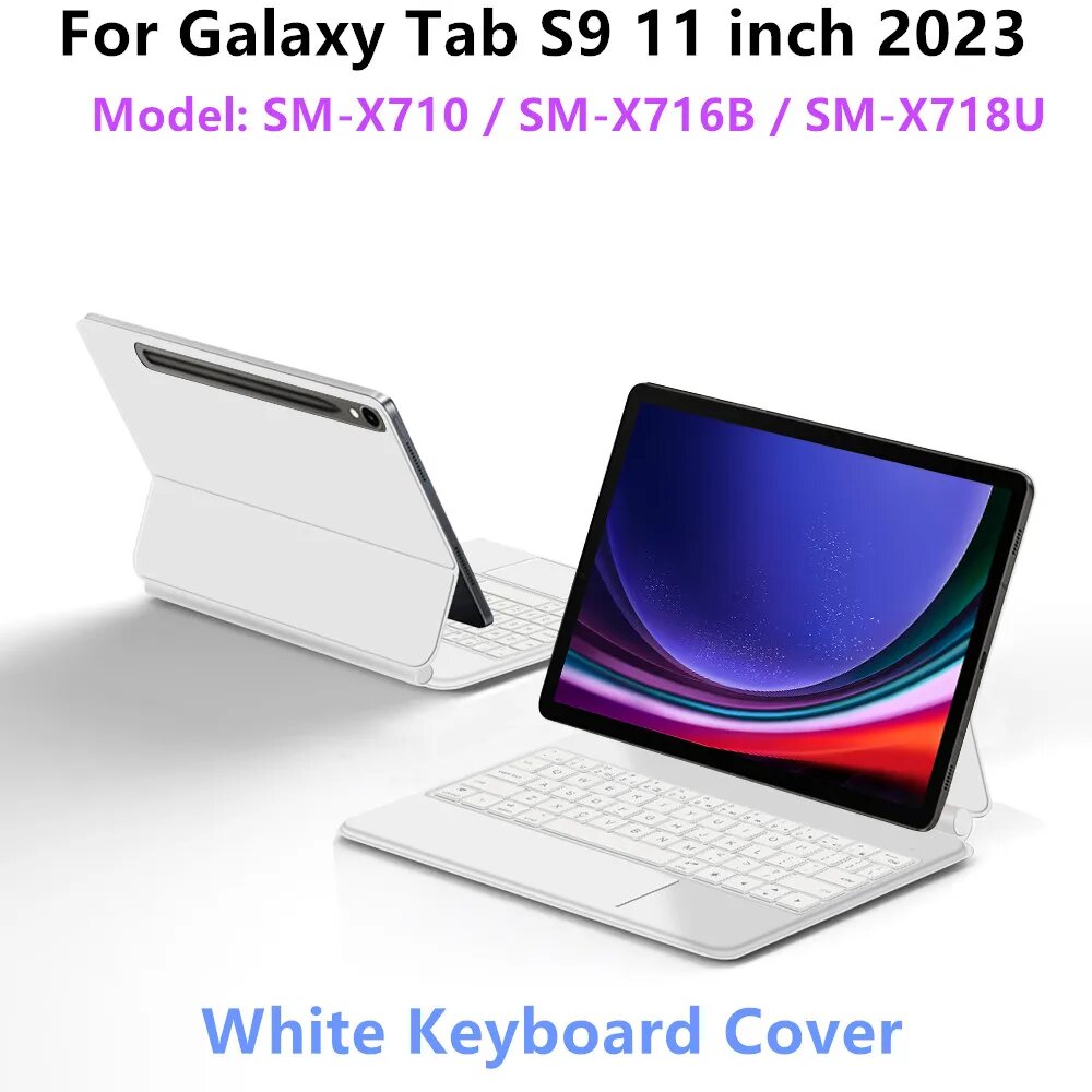 Magic Keyboard для Samsung Galaxy Tab S10 FE S9 FE Hebrew-English, Tab S9 11 inch White