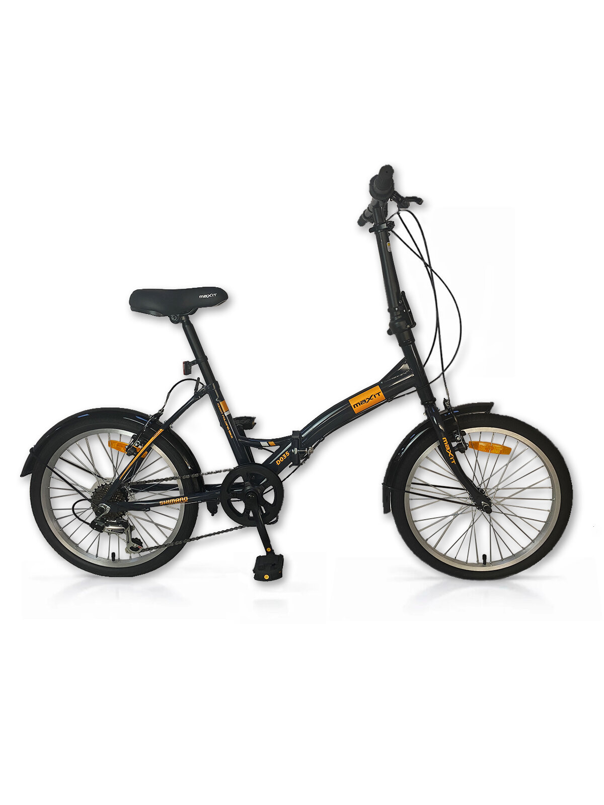 Велосипед складной MAXIT D035-BO, 7 скоростей, колёса 20", рама 13", черно-оранжевый