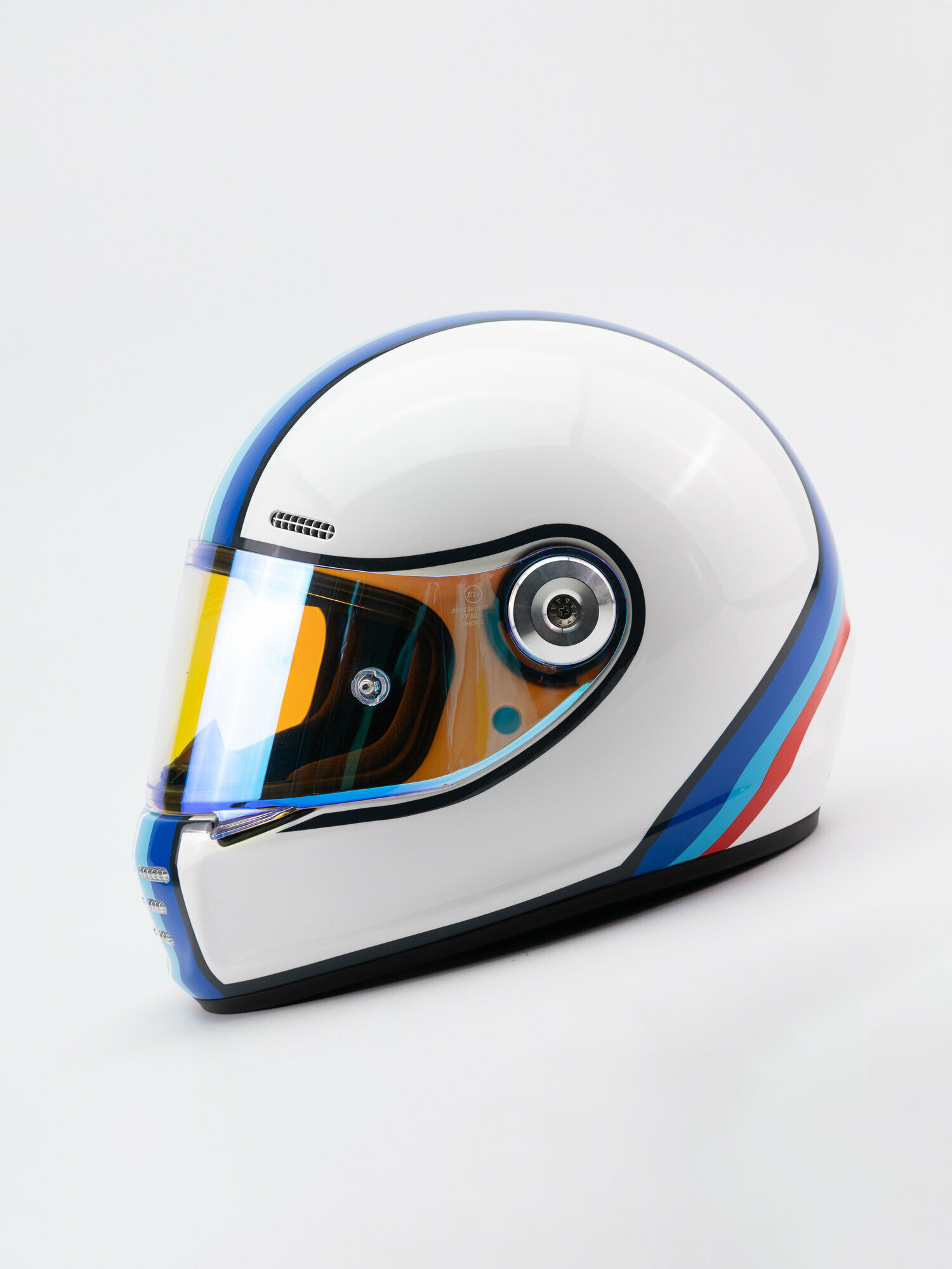 Шлем дорожный SHOCK ZILLERS PHANTOM WHITE/BLUE GLOSSY, для мотоцикла, стекловолокно, размер S