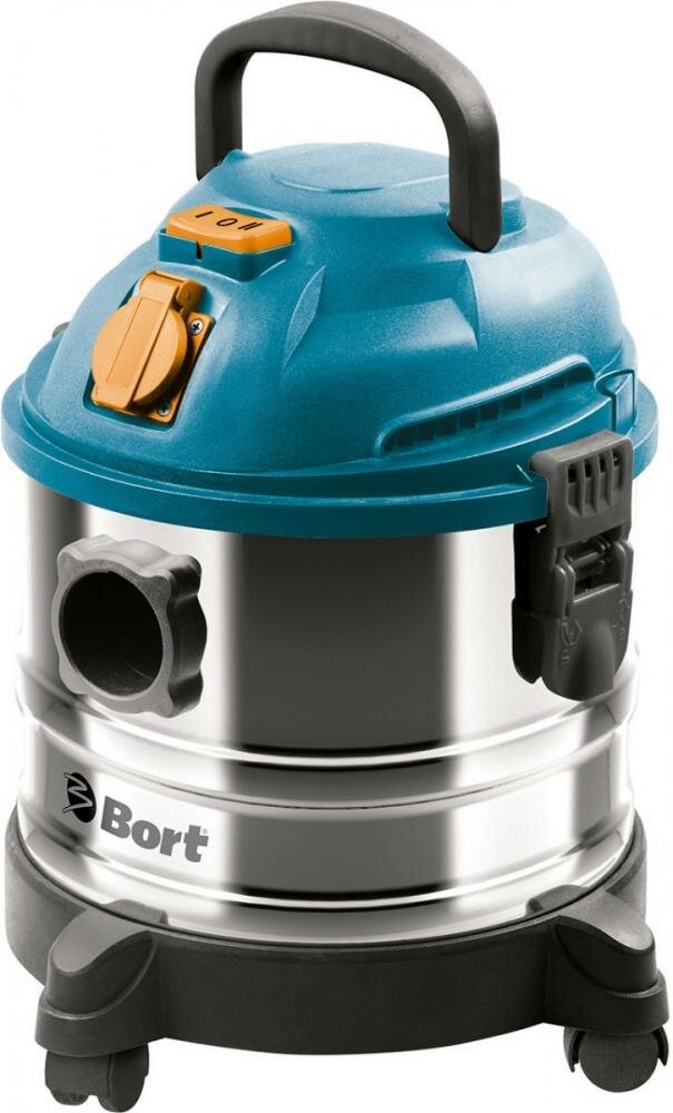 Пылесос для сухой и влажной уборки BORT BSS-1015, 1250Вт, Сталь, 250Вт мощность всасывания, мешок 15л