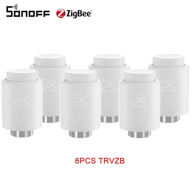 SONOFF TRV Zigbee Теплостатическое радиаторное клапно TRVZB Умное управление температурой TRV Работает с Alexa Google Smartthings ZHA MQTT-6ШТ TRVZB