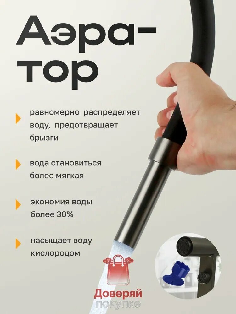 Смеситель, Установка На раковину, Вид крепления смесителя На гайке — фото 1