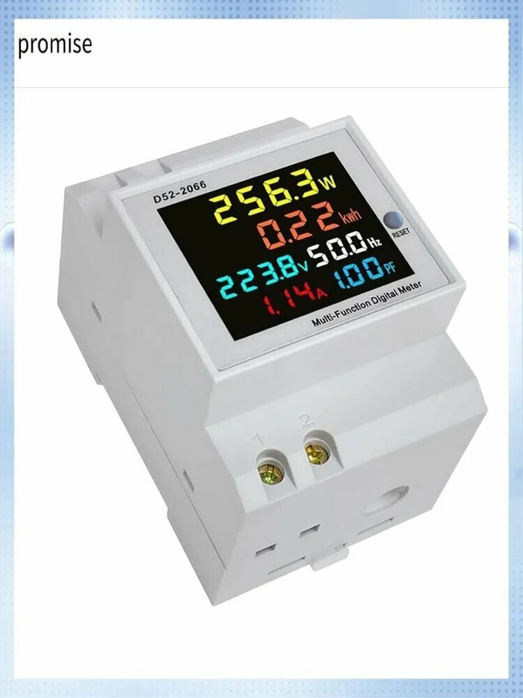 N8Din Rail AC Monitor 6IN1 40-300V 100A Напряжение Ток Коэффициент мощности Активный KWH Измеритель частоты электрической энергии VOLT AMP