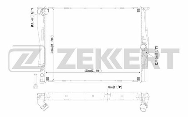Zekkert Радиатор охлождения двигателя для BMW 1 (E8_) 04- 3 (E90-93) 04- X1 (E84) 09- Z4 (E89) 09- МКПП