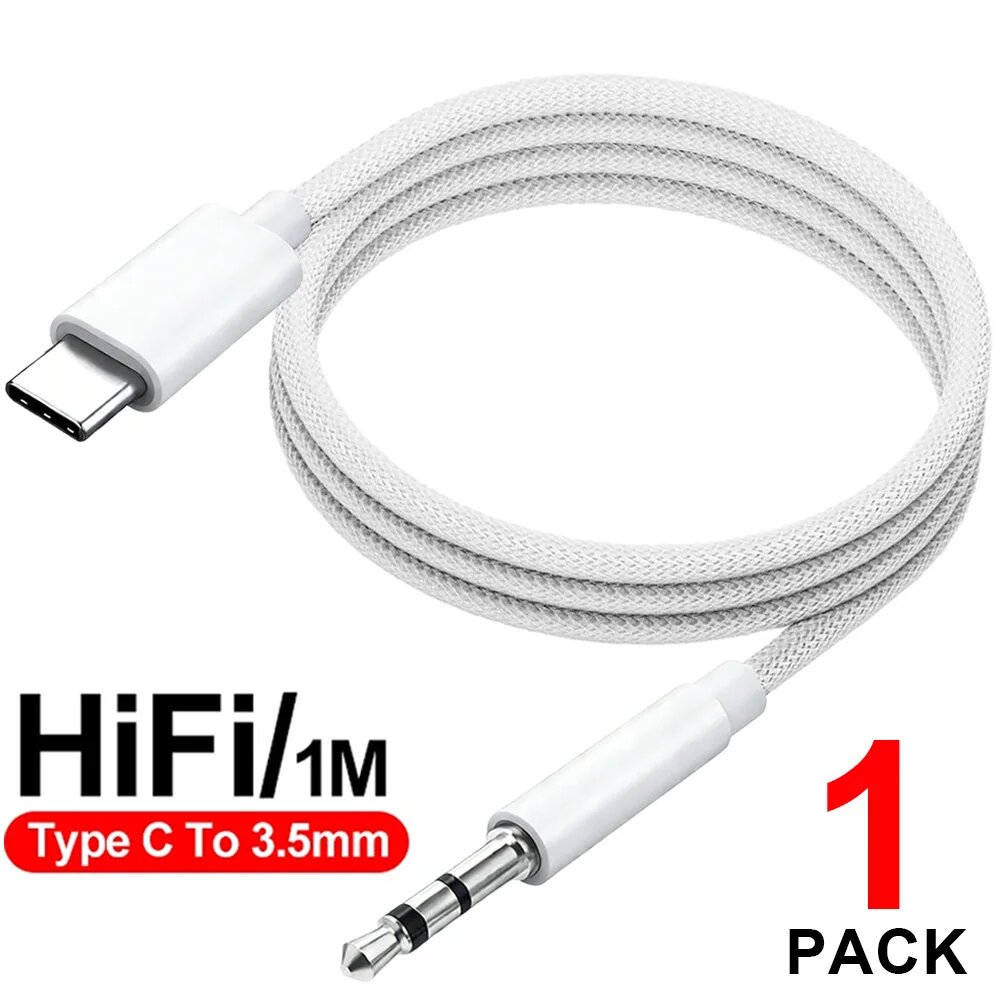 Аудиокабель USB Type-C на 3,5 мм белый 1 м