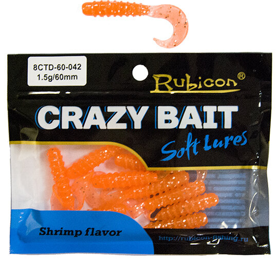 Съедобная силиконовая приманка RUBICON Crazy Bait CTD 1.5g, 60mm, цвет 042