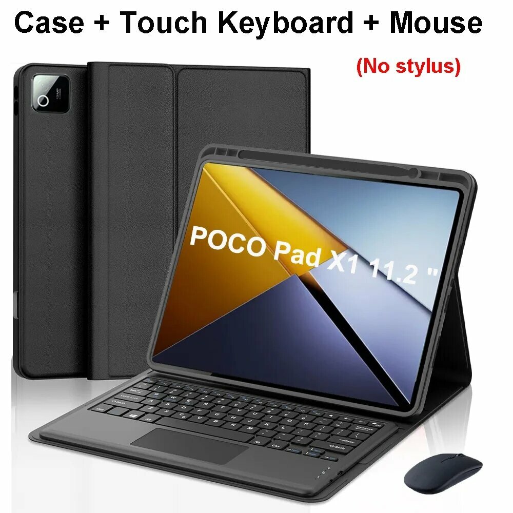 Чехол для Xiaomi POCO Pad X1 11,2 дюйма, чехол с русской Bluetooth-клавиатурой для POCO Pad X1 11,2