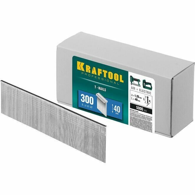 Гвозди для нейлера 31785-40, KRAFTOOL гвозди тип 300, 40 мм