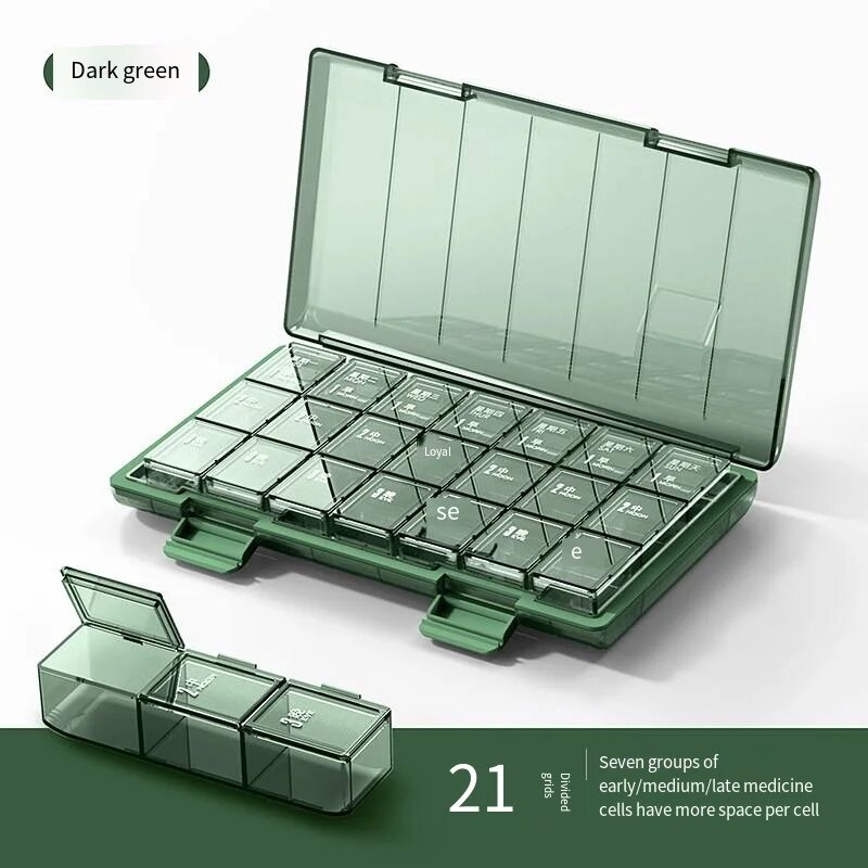 Еженедельный органайзер для таблеток RPXBGUCKARHG 7 дней 21G green