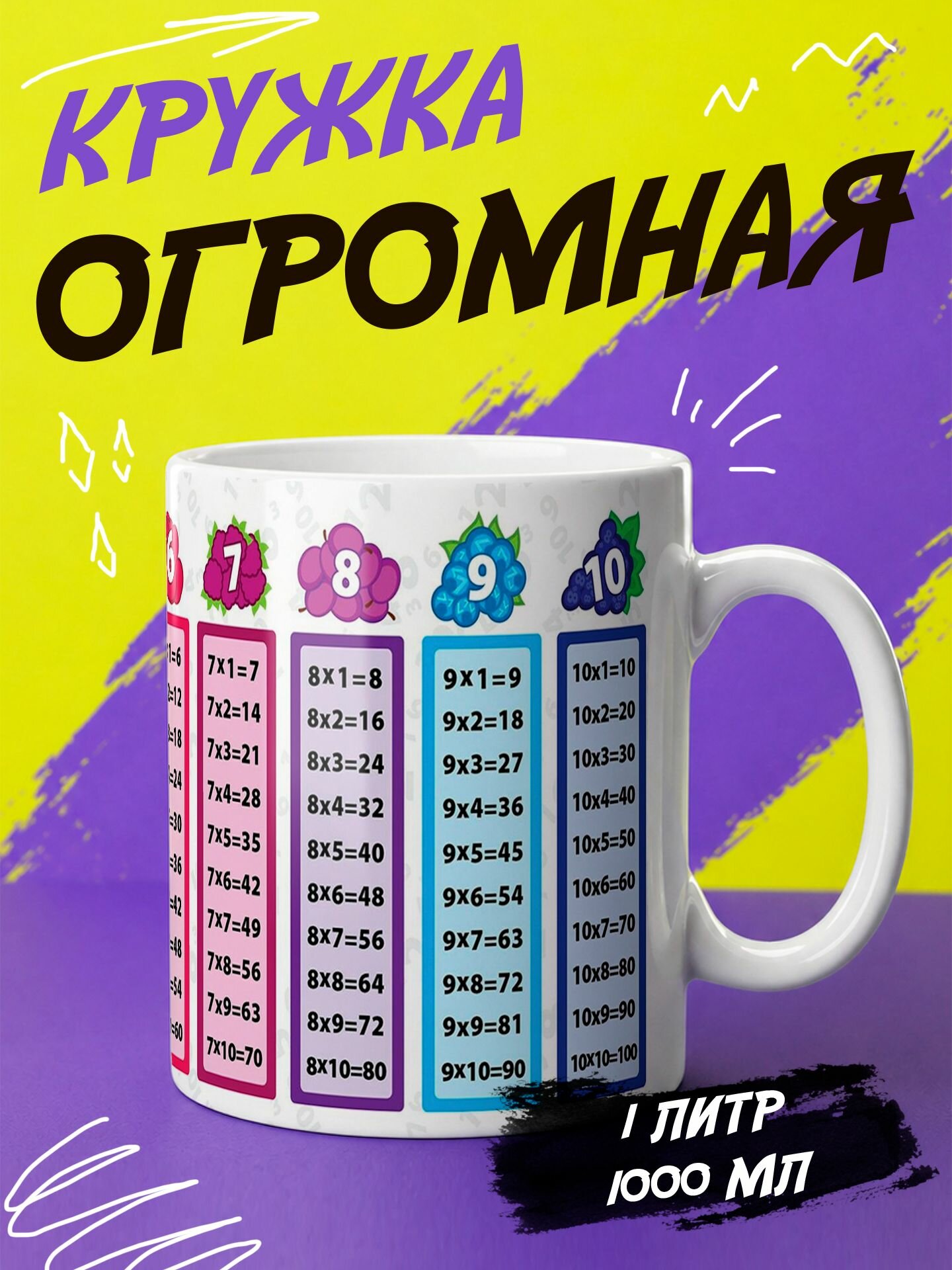 Кружка литровая "Таблица умножения"