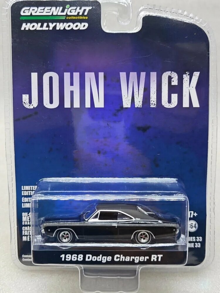 Машинка GreenLight 1/64 Hollywood Series 33-John Wick (2014) 1968 Dodge Warhorse R/T Die-cast Alloy Car Model Collection Toy Gift