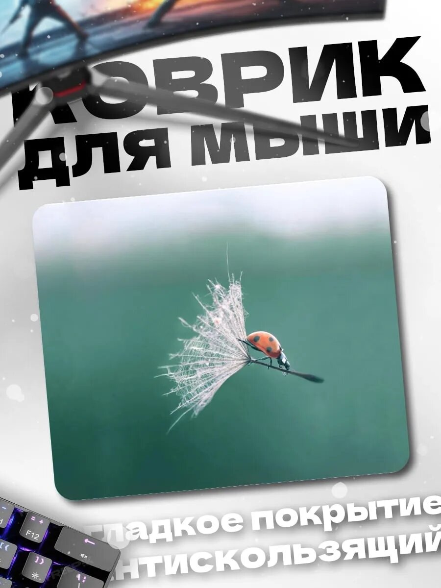 Коврик для мыши Божья коровка на одуванчике