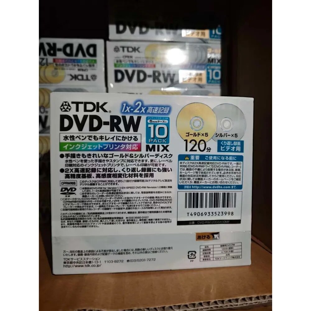 TDK Диск для записи DVD-RW, 4,7 ГБ, 10 шт