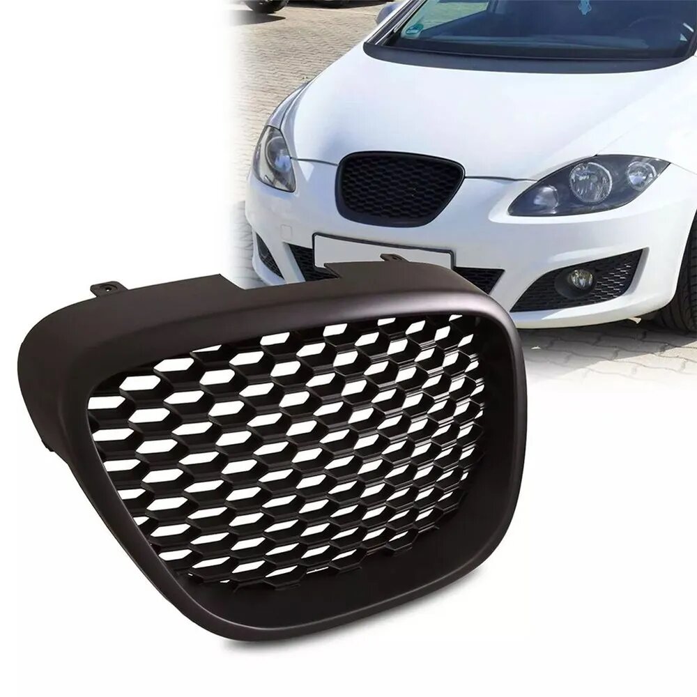 Черная передняя решетка с сотовой сеткой без логотипа для SEAT Leon MK2 (1P, 2006 2009)