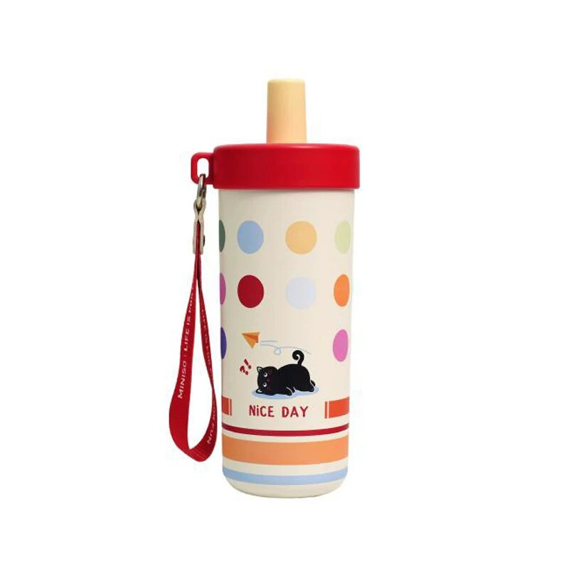 Термос-бутылка MINISO Play Series 304 в форме пули с ручкой, маленькая, для молока, для рабочего стола Термос-стакан с