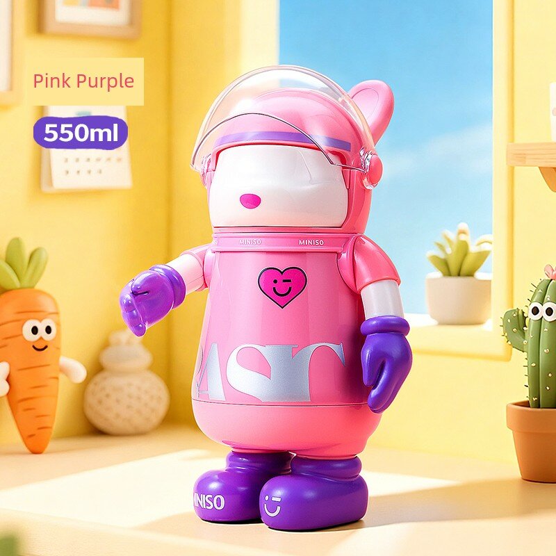 Термокружка Miniso Moon Rabbit: милая, стильная, для детей и студентов, с трубочкой, новая модель 2026 года.