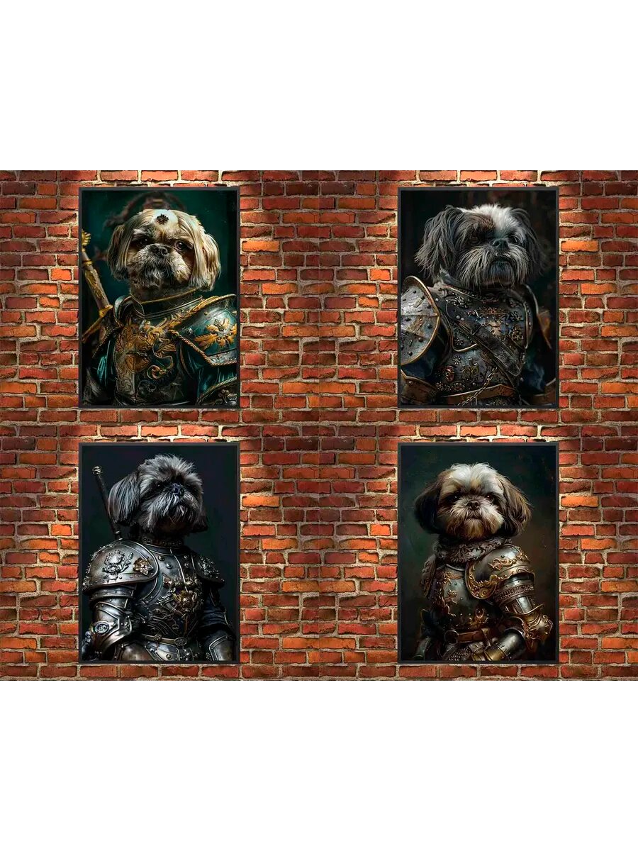 Рыцарь-собака Ши-тцу, 4 Плаката, 30x21см
