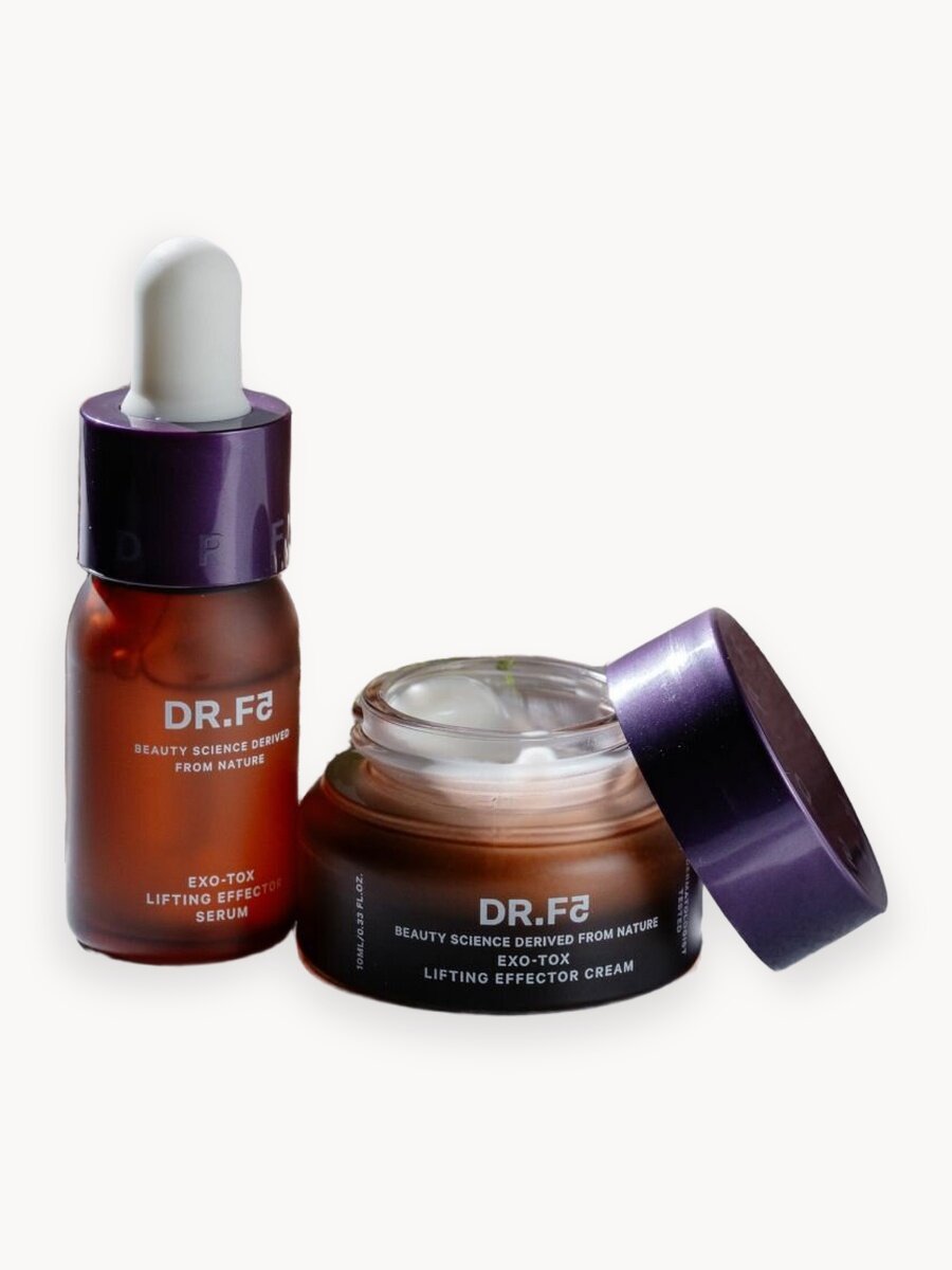 DR. F5 Подарочный набор косметики для ухода за лицом: лифтинг крем и сыворотка для лица с бакучиолом, мини формат EXO-TOX, 2х10мл, Корея