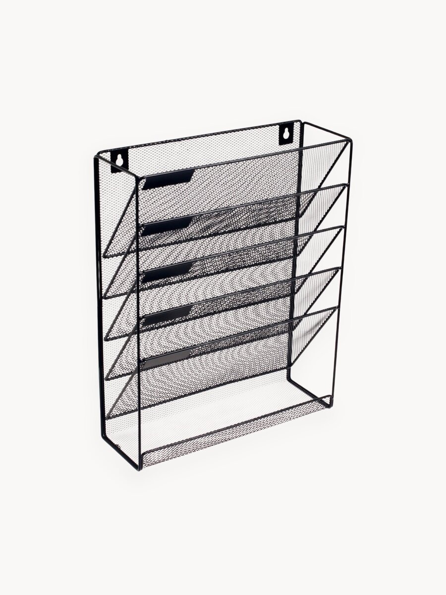 Лоток для бумаг Calligrata, настенный, металл, черный, 5 отделений