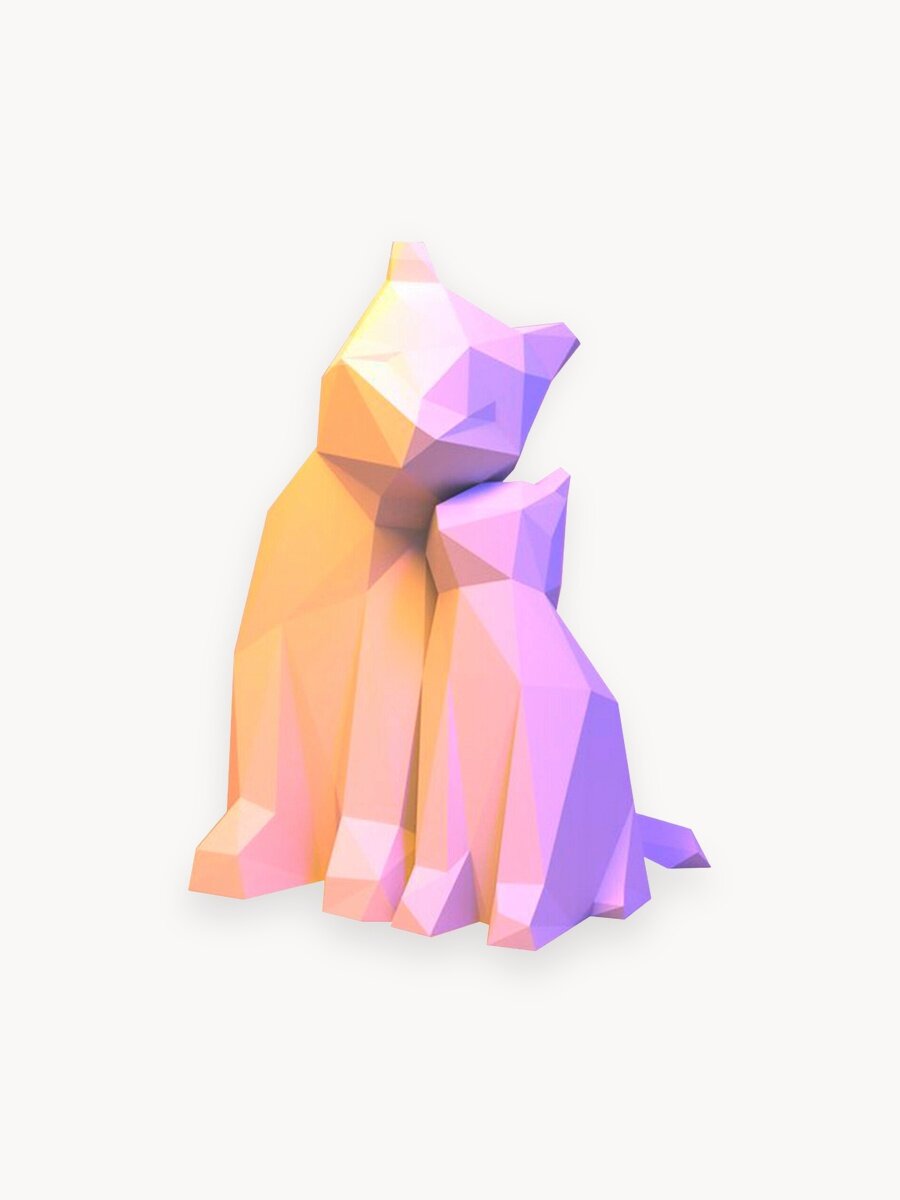 3D конструктор оригами набор для сборки полигональной фигуры "Котики"