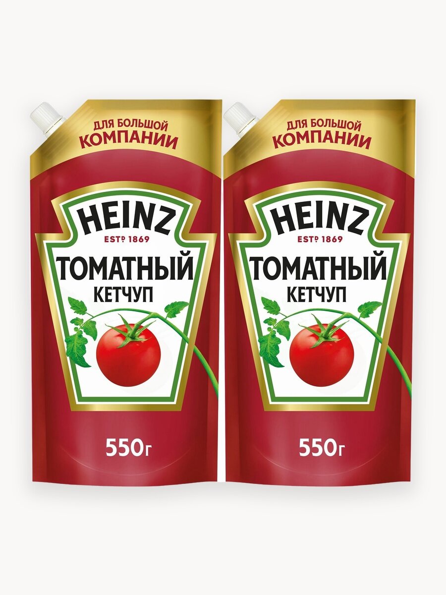 Кетчуп Heinz Томатный, 2 упаковки по 550 г