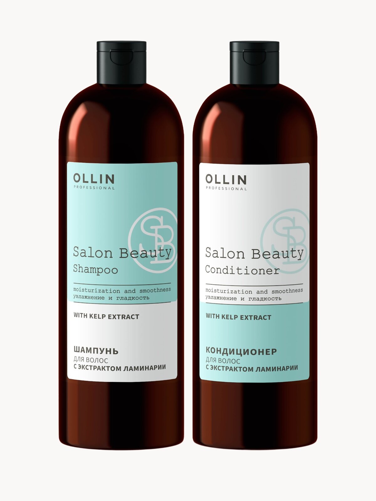 Набор для волос OLLIN PROFESSIONAL Salon Beauty: шампунь и кондиционер с экстрактом ламинарии, 1000+1000 мл