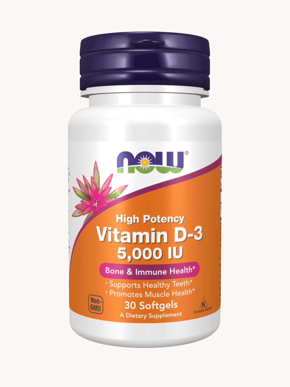 Биологически активная добавка NOW "Vitamin D3", 5000МЕ, 120шт