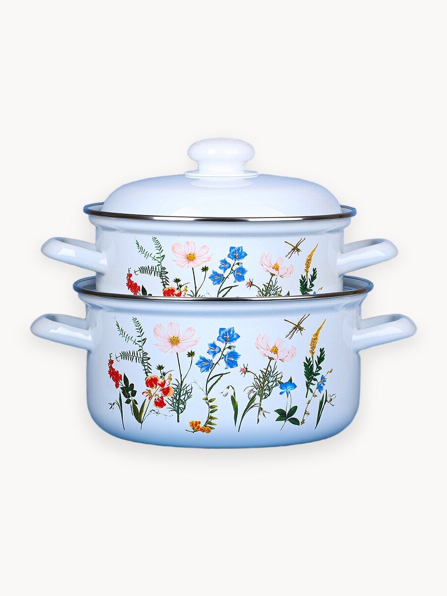 Кастрюля эмалированная с крышкой набор из 2-х 2 и 3 литра