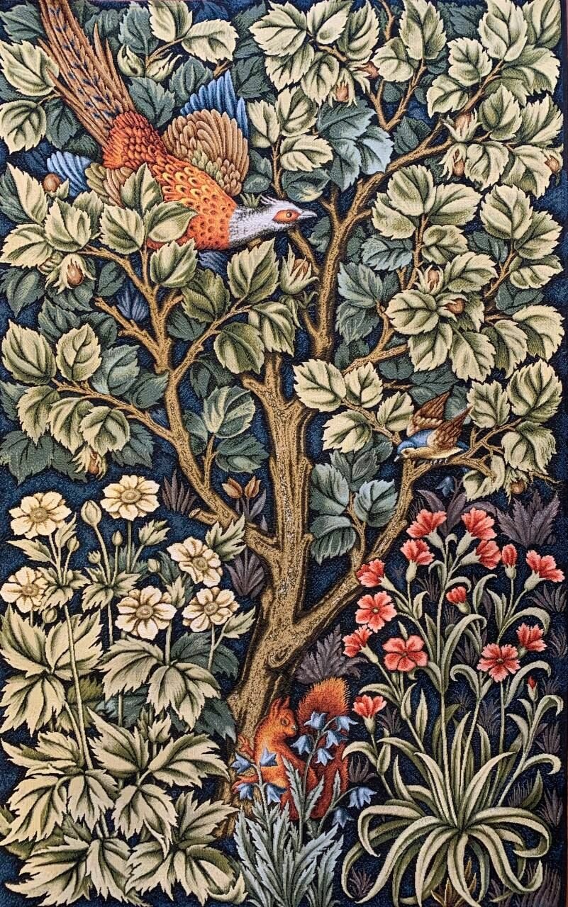 Панно гобеленовое на стену "Лесные обитатели" У. Моррис, 108х68 см / Гобелен