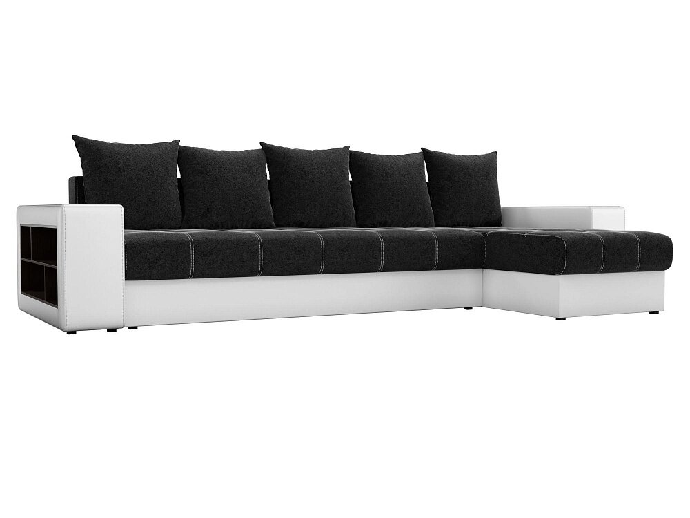 Угловой диван Дубай (Марго) Черно-Белый Правый, еврокнижка, 300х160х82 см, с ящиком для белья