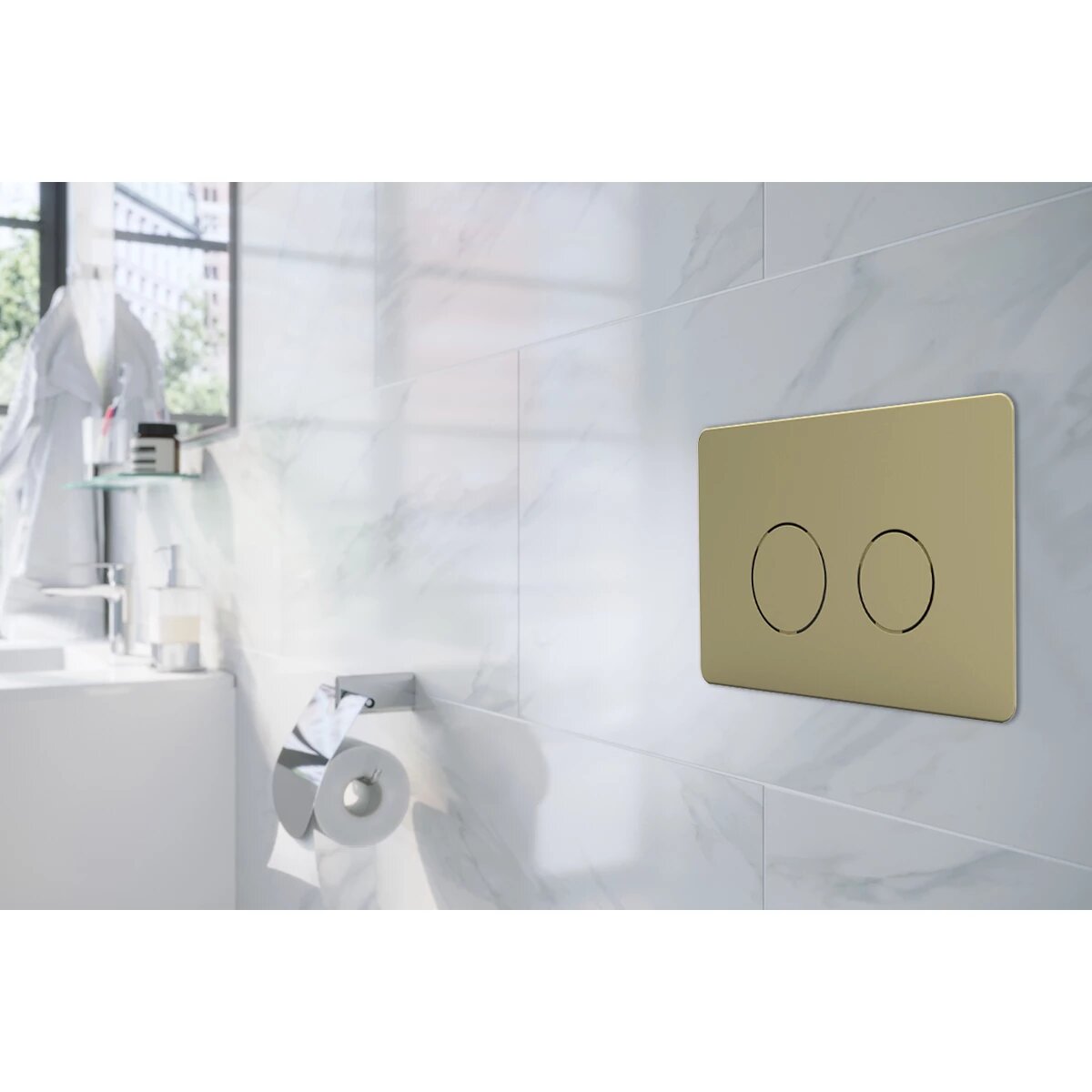 Кнопка смыва AZARIO двойная, круглая цвет золото (AZ-8200-0086/AZ-P57-0160) AZ-8200-0086/AZ-P57-0160