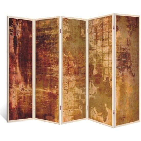 Ширма перегородка Декор Депо для комнаты деревянная "Бронза" двухсторонняя с картинкой (абстр) 5 створок кремовый дуб 176х230 см 18 кг