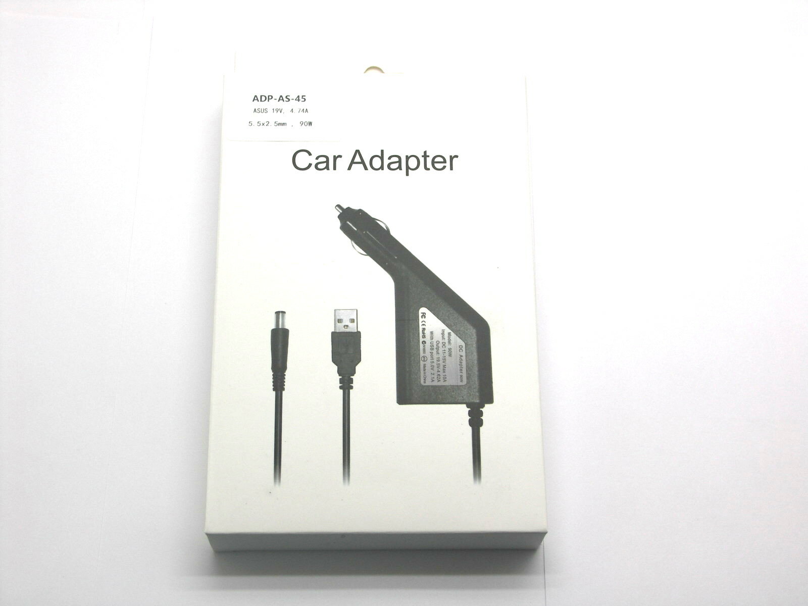 Автомобильная зарядка для ноутбука Asus/Lenovo/Toshiba 19V, 4.74A, 5.5x2.5мм, 90W ADP-AS-45