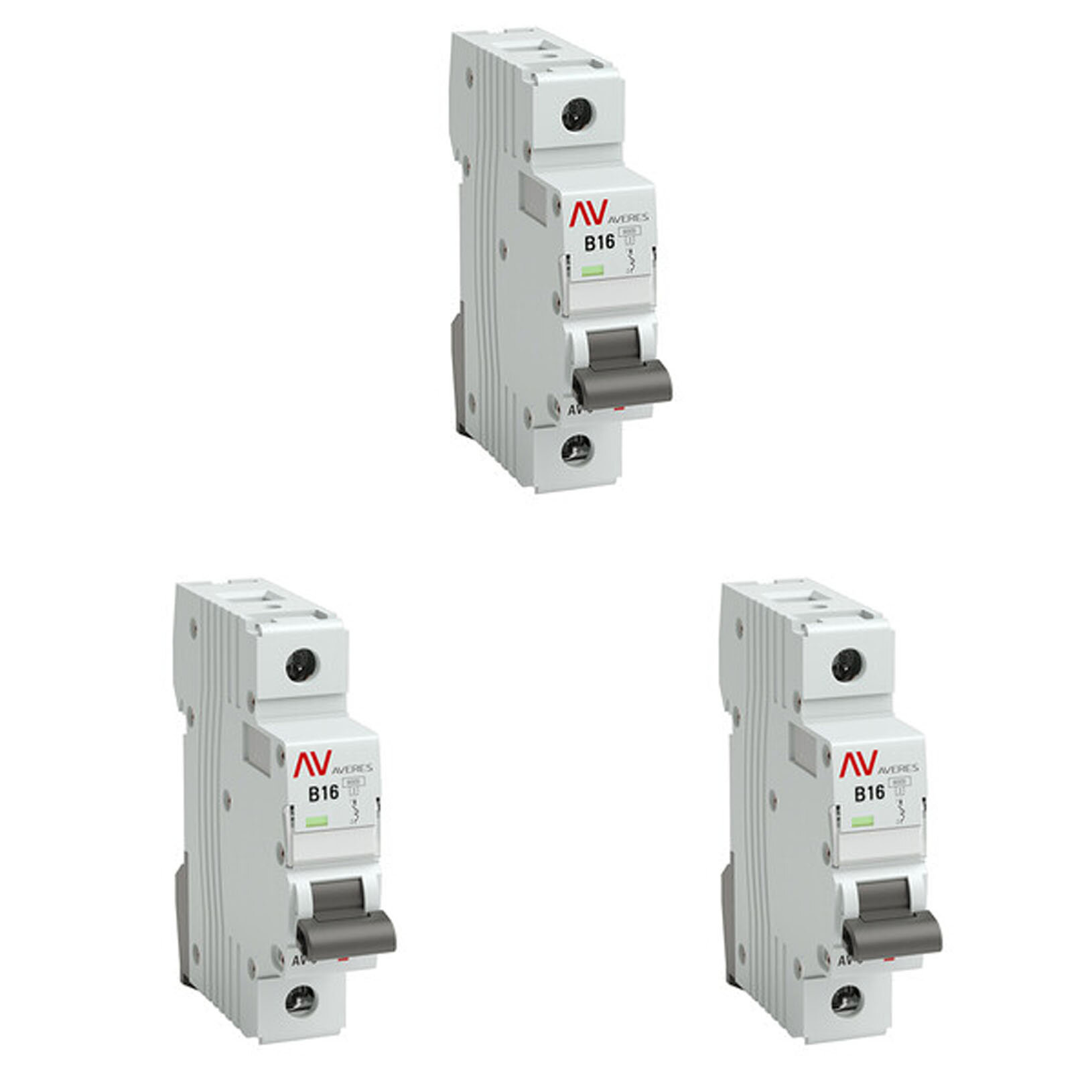 Автоматический выключатель EKF Averes AV-6 (mcb6-1-16B-av) 1P 16А тип В 6 кА 230 В на DIN-рейку (3 шт.)