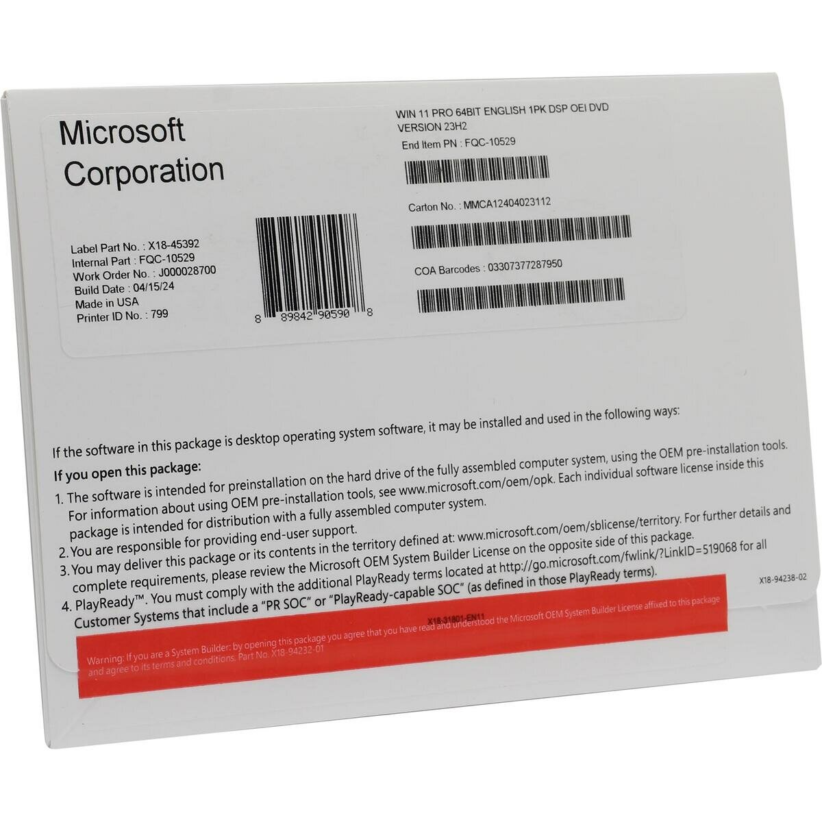 Microsoft Windows 11 Pro 64-bit Eng. (OEM)