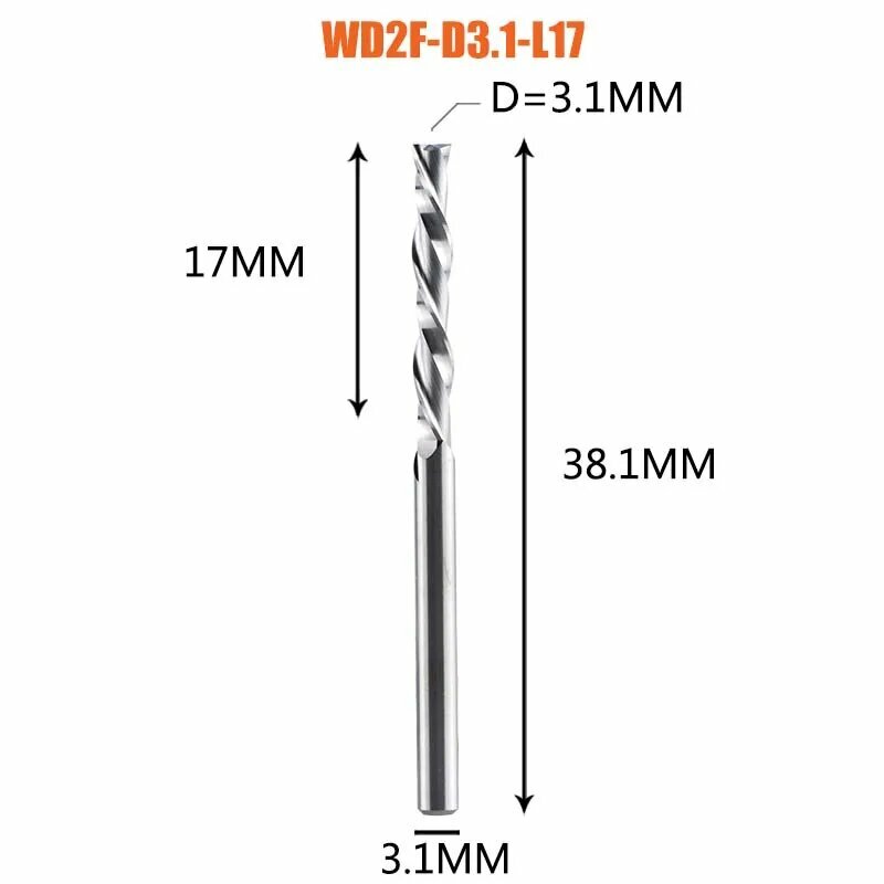 DREANIQUE твердосплавная фреза WD2F 3,175 4 6 8 10 12 мм WD2F-D3.1-L17