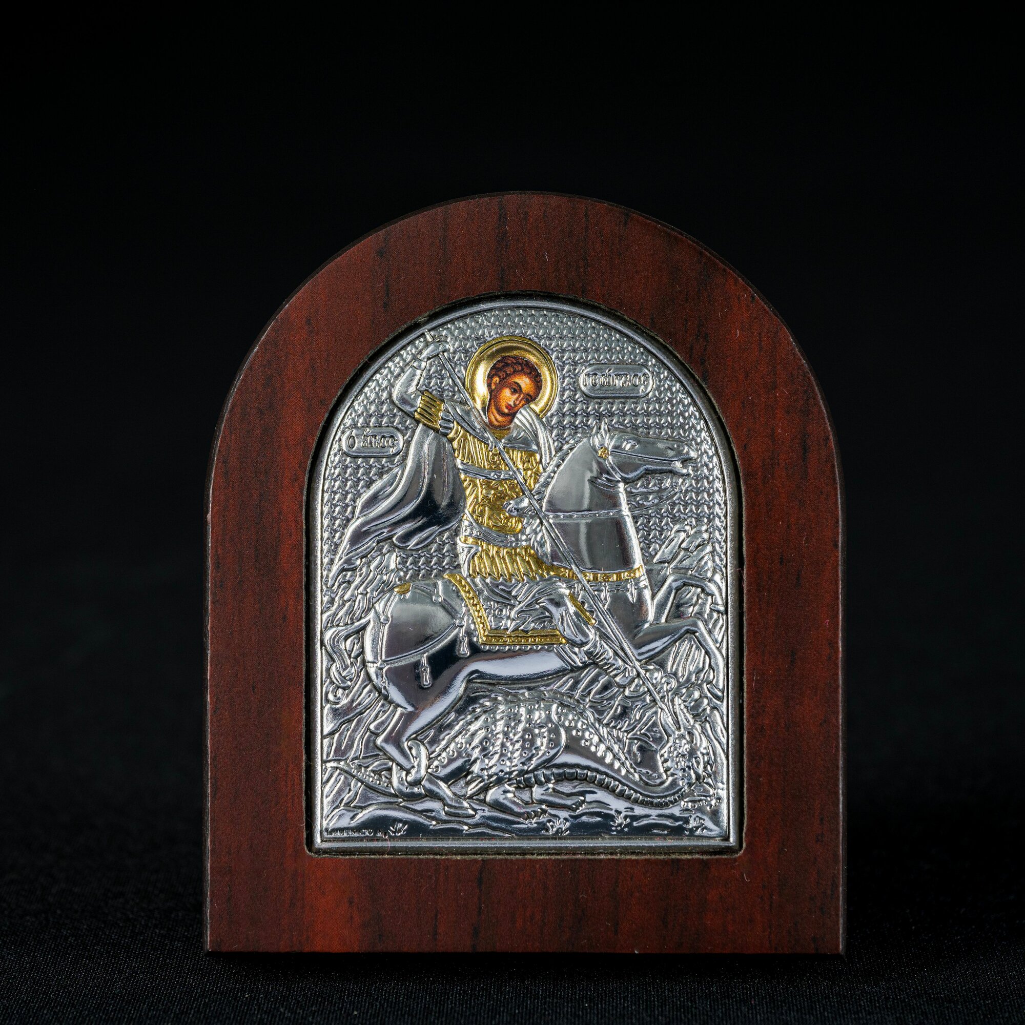 Икона Silver Axion "Георгий Победоносец", 10x8 см, в подарочной упаковке