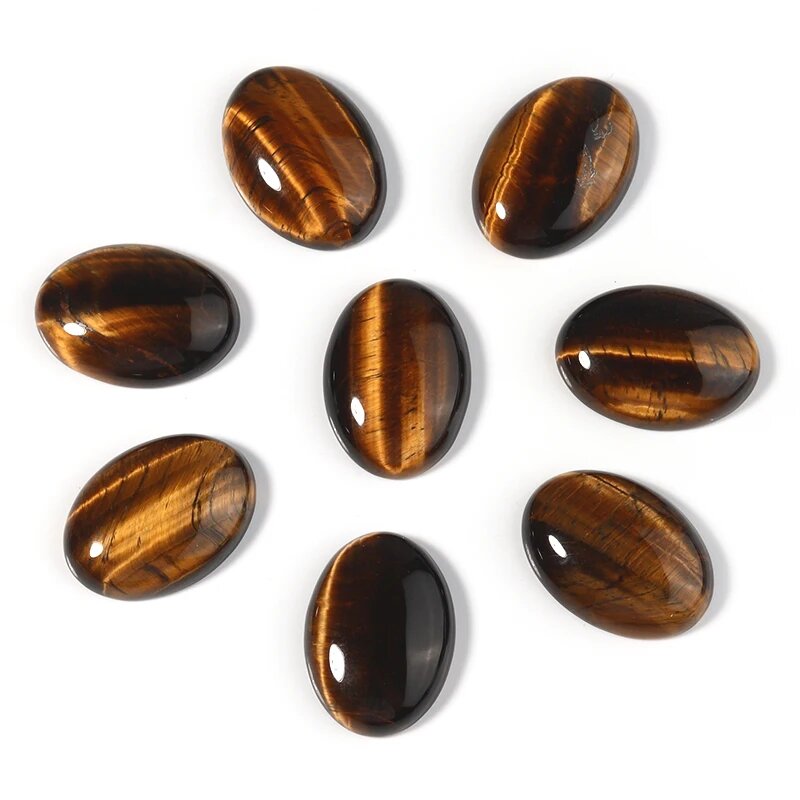 Кабошоны из натурального камня, набор 5/10 шт, агат, лазурит, 10x14mm 5PCS, Yellow tiger eye