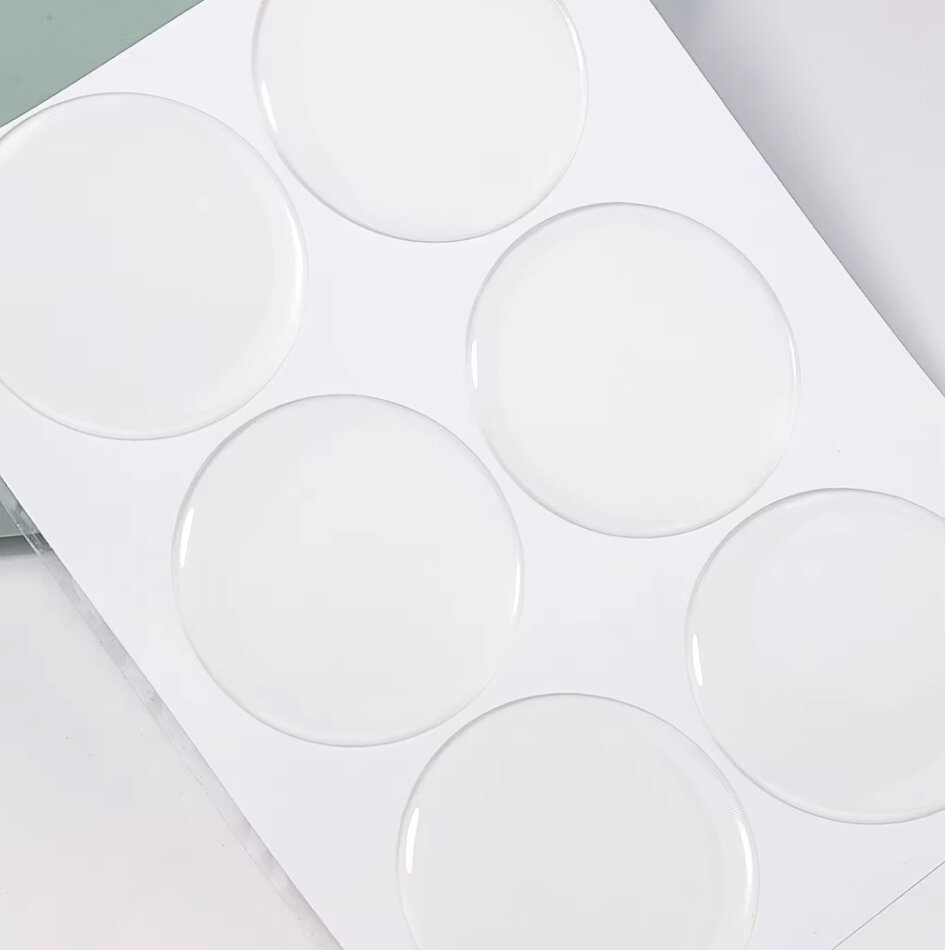 Эпоксидные наклейки прозрачные, круглые/ Набор заготовок для 3D стикеров 6шт