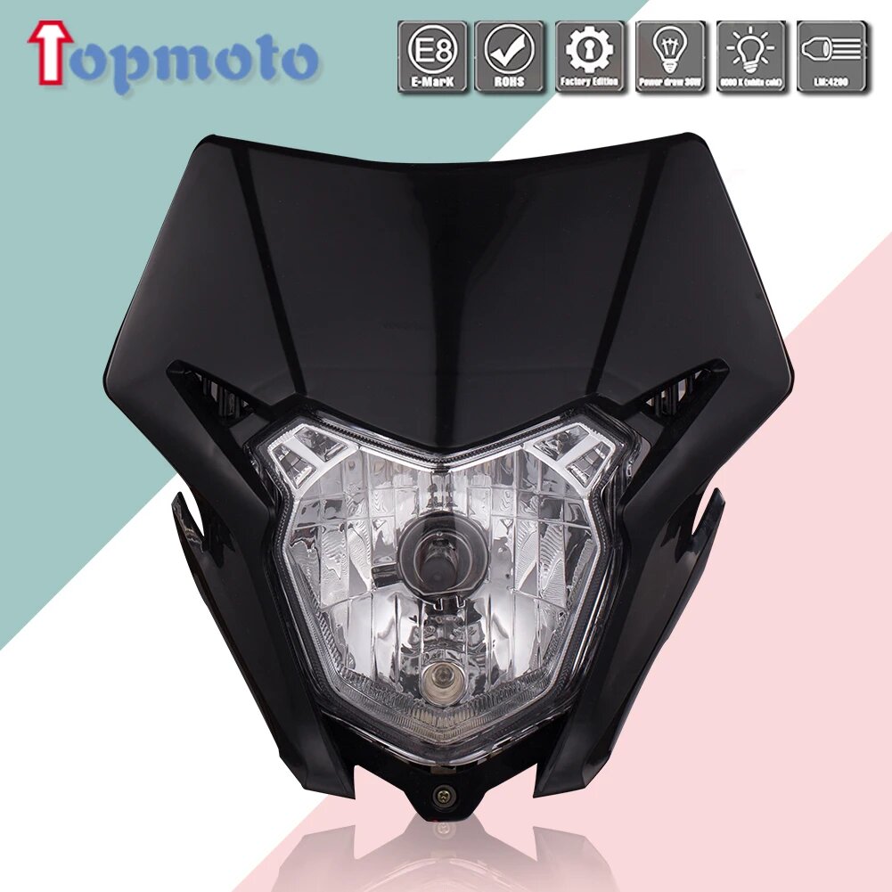 Мотоциклетная светодиодная фара, головная лампа, Ранняя фара для Honda KTM EXC EXCF SXF XC XCF MX, фара для велосипеда-внедорожника, эндуро H4 Black