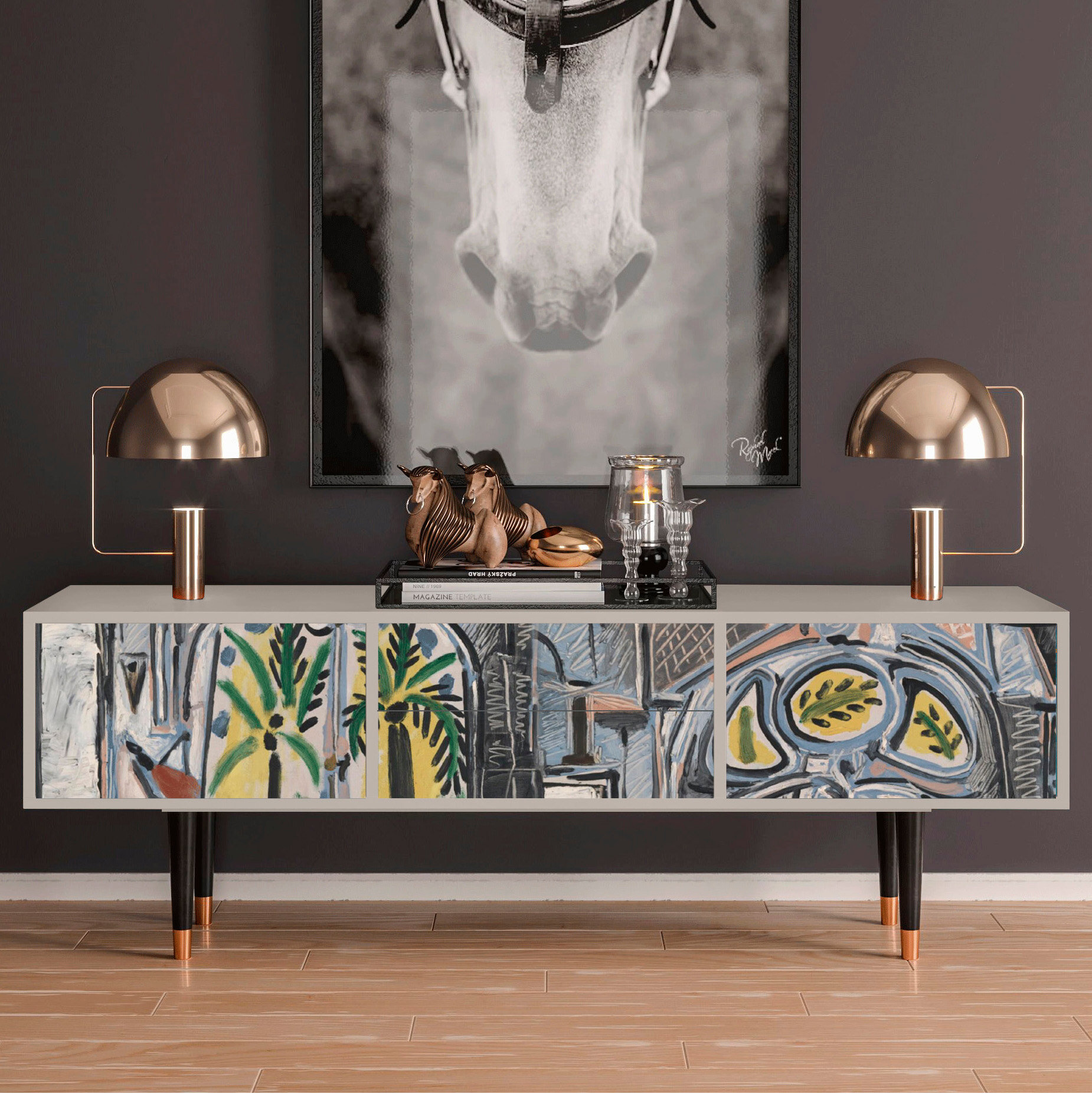 ТВ-Тумба - STORYZ - T4 The Studio by Pablo Picasso , Размер - 170 x 59 x 48 см, Цвет корпуса - , Сатин