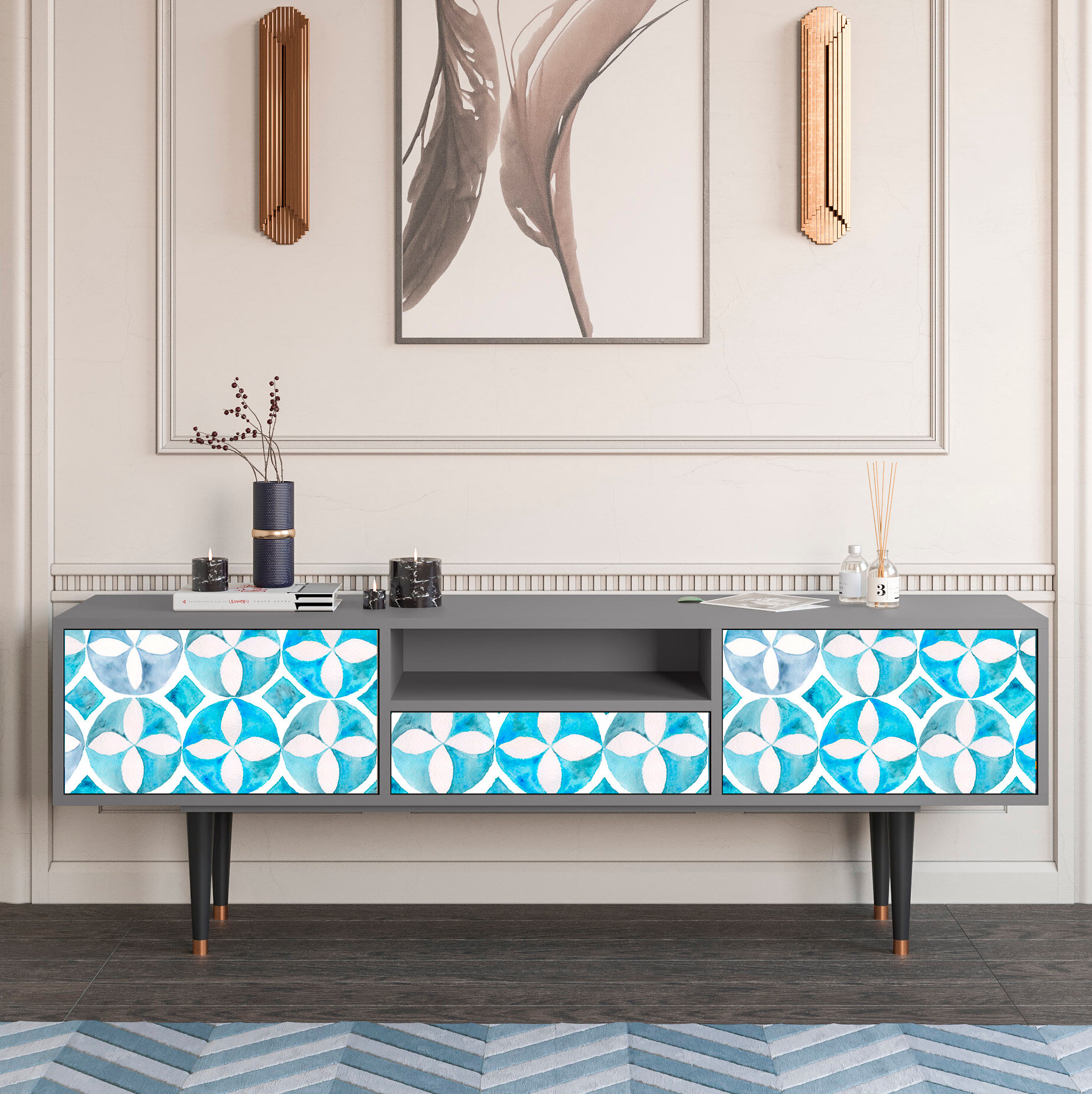 ТВ-Тумба - STORYZ - T6 Porto Mood, Размер - 170 x 69 x 41 см, Цвет корпуса - , Серый